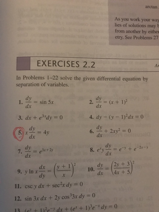 Solved Solve The Given Differential Equation By Separation Chegg