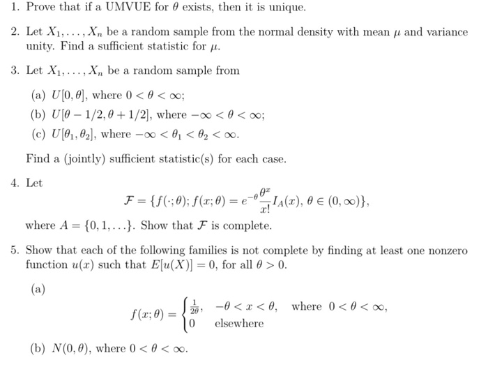 Solved Prove that if a UMVUE for theta exists, then it is | Chegg.com Solved Prove that if a UMVUE for theta exists, then it is | Chegg.com