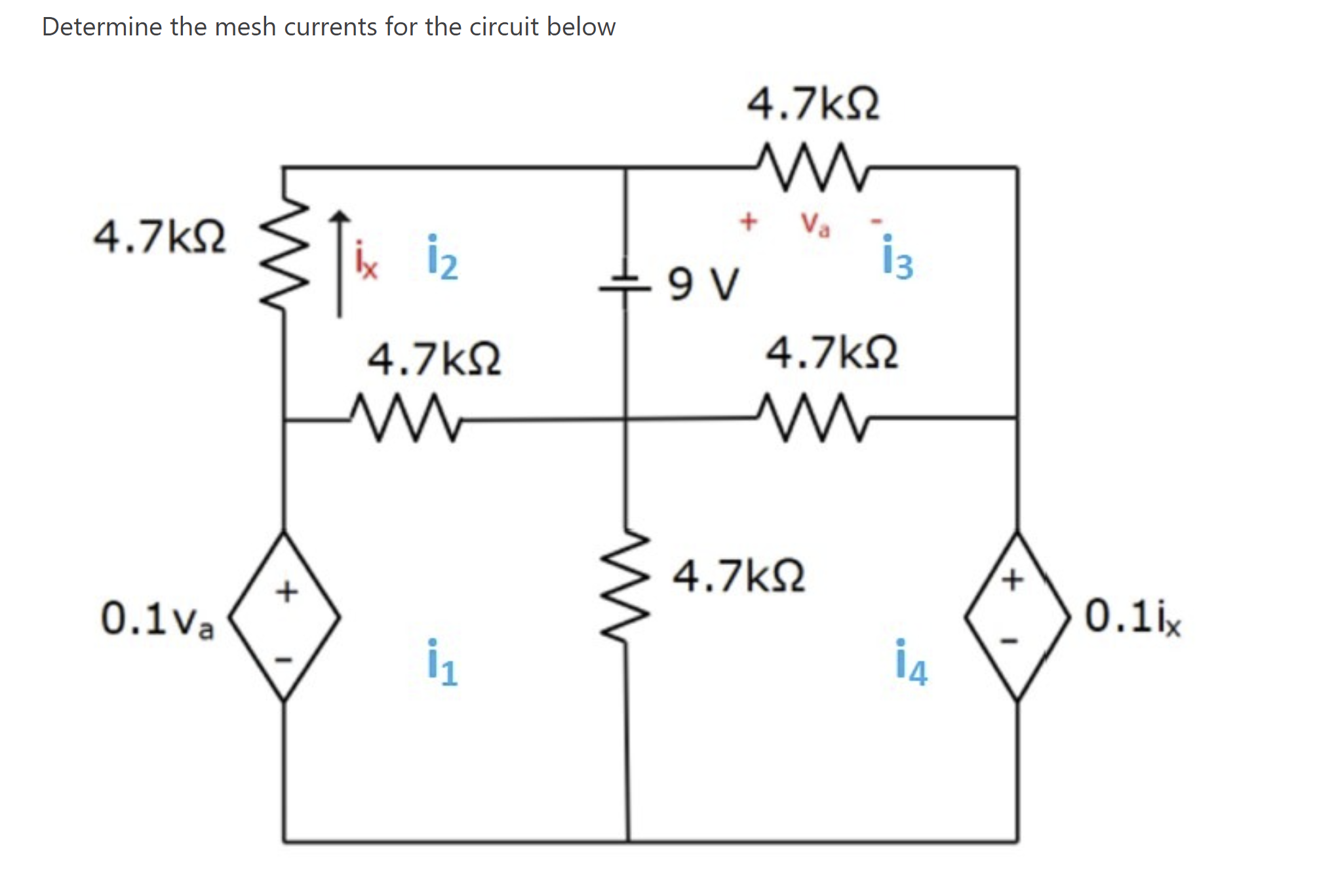 Solved Determine the mesh currents for the circuit below | Chegg.com