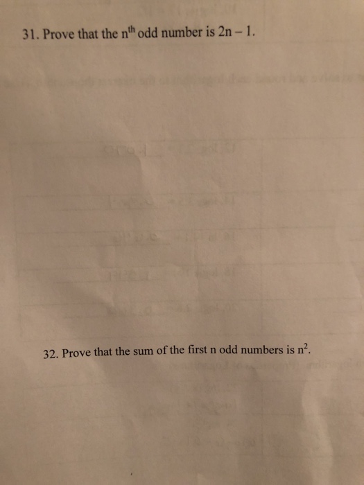 Solved 31. Prove that the nth odd number is 2n-1 32. Prove | Chegg.com