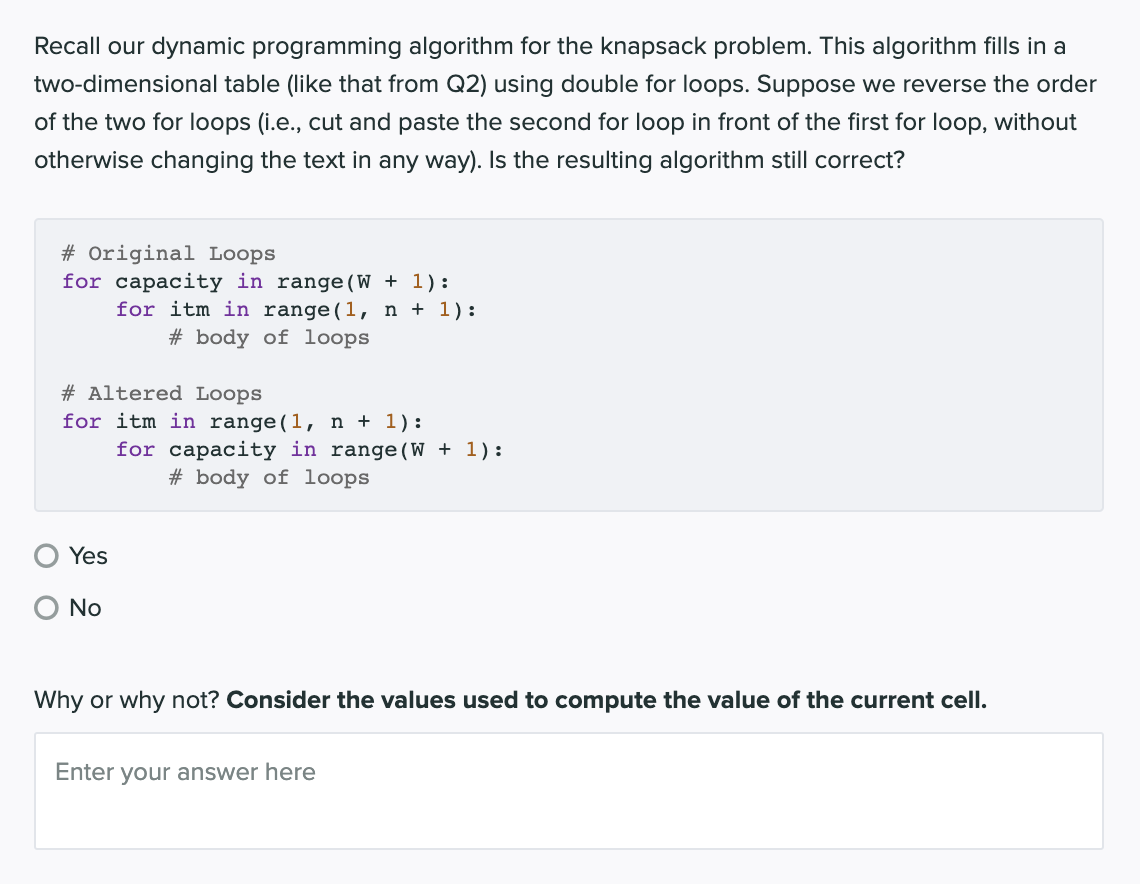 Recall our dynamic programming algorithm for the | Chegg.com