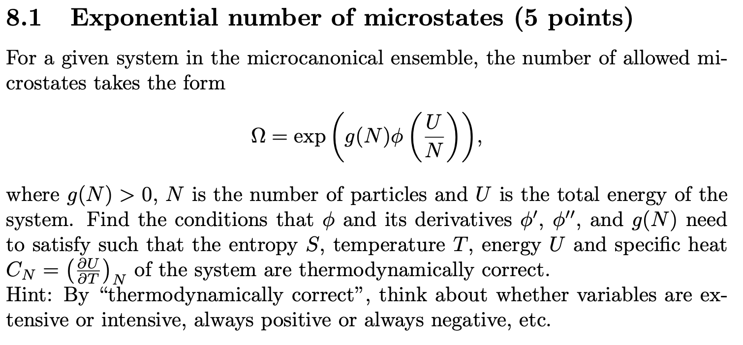 Solved 8.1 Exponential number of microstates (5 points) For | Chegg.com