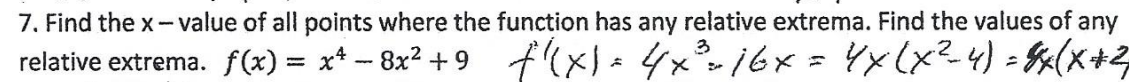 Solved 7. Find the x - value of all points where the | Chegg.com