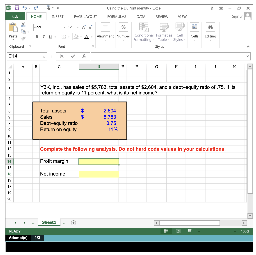 Solved XD Using the DuPont identity - Excel ? - FILE HOME | Chegg.com