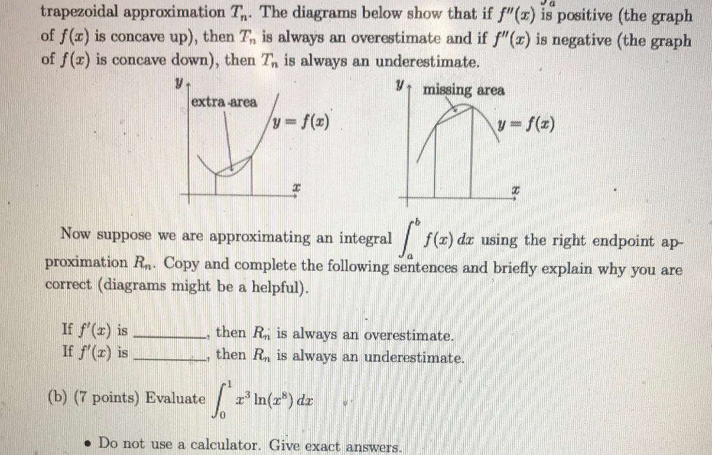 Solved trapezoidal approximation T. The diagrams below show | Chegg.com