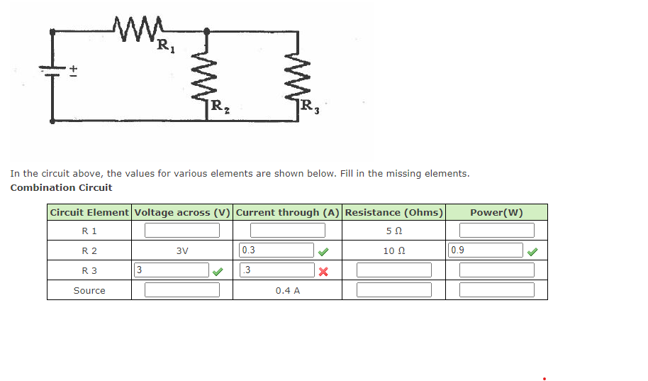 Solved In the circuit above, the values for various elements | Chegg.com
