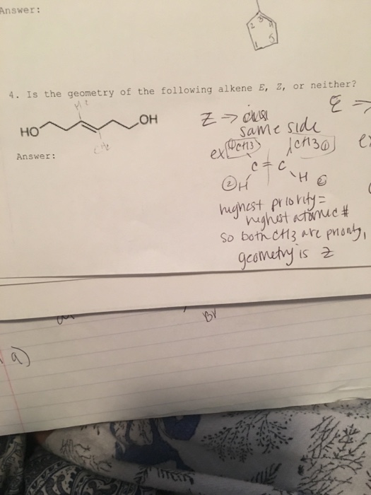 Solved Is the geometry of the following alkene E, Z, or | Chegg.com