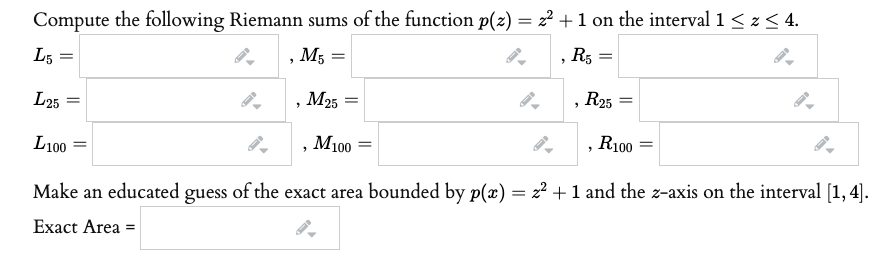 Solved Compute the following Riemann sums of the function | Chegg.com