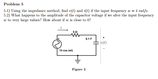 Solved Problem 5 5.1) Using the impedance method, find v(t) | Chegg.com