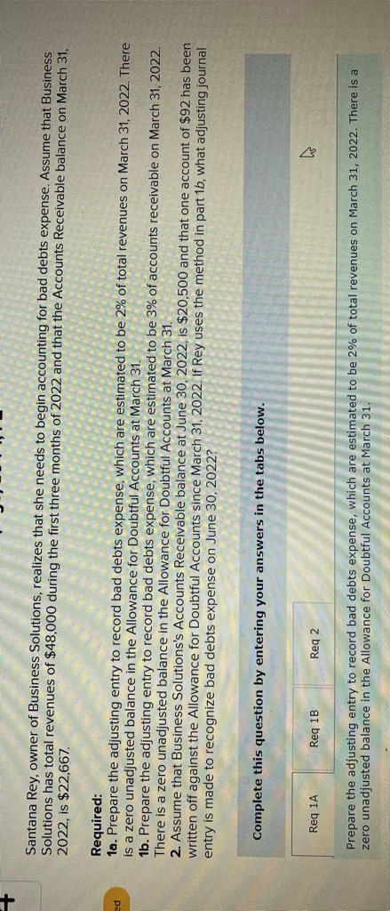 Solved Santana Rey, owner of Business Solutions, realizes | Chegg.com