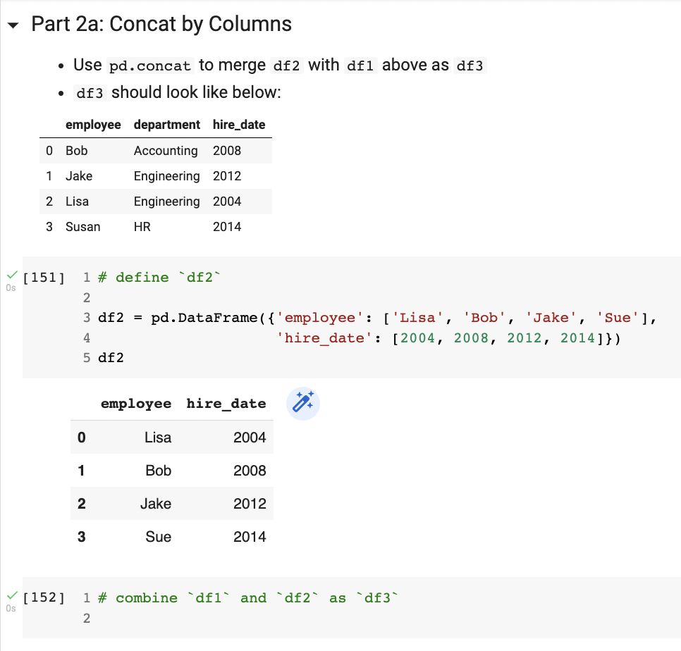 Solved Part 1: Concat by Rows - Use pd.concat by adding the | Chegg.com