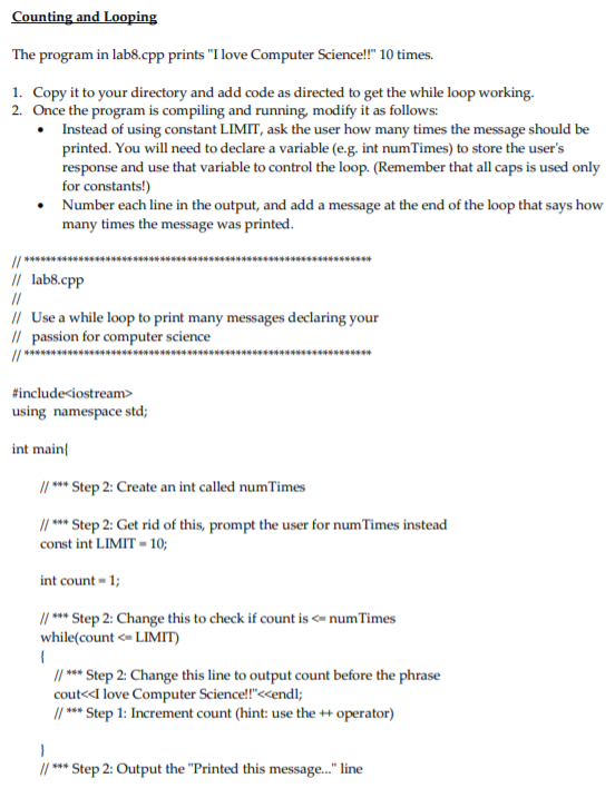 Solved The Program In Lab8cpp Printsilove Computer