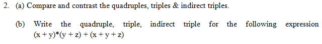 Solved 2. (a) Compare and contrast the quadruples, triples & | Chegg.com
