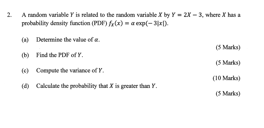 Solved 2. A random variable Y is related to the random | Chegg.com