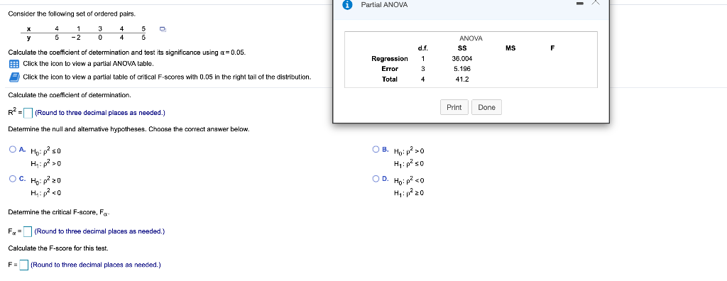 Solved i Partial ANOVA Consider the following set of ordered | Chegg.com