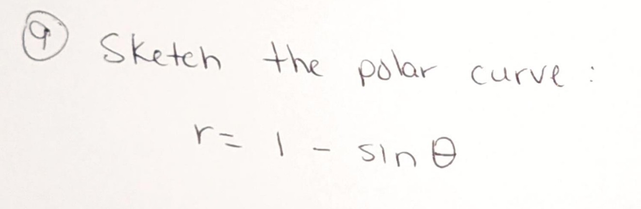 Solved (9) Sketch the polar curve: r=1−sinθ | Chegg.com