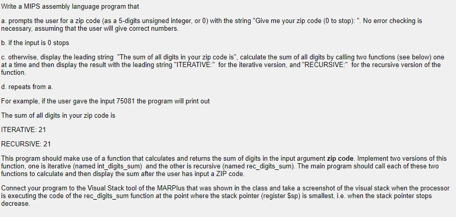 Solved Write a MIPS assembly language program that a. | Chegg.com
