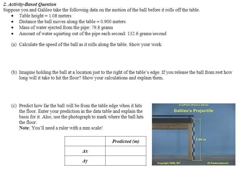 Solved 2. Activity-Based Question Suppose you and Galileo | Chegg.com