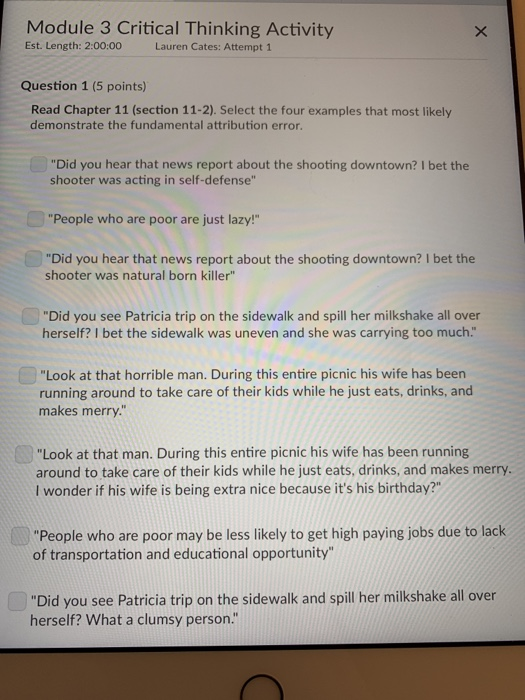Solved Module 3 Critical Thinking Activity Est Length