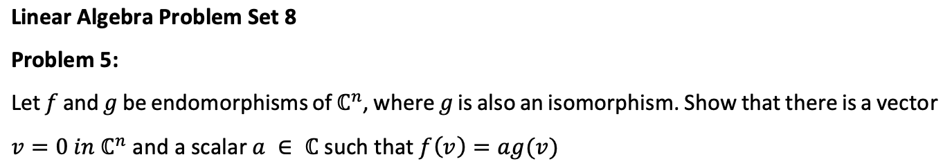 Solved Linear Algebra Problem Set 8 Problem 5: Let f and g | Chegg.com