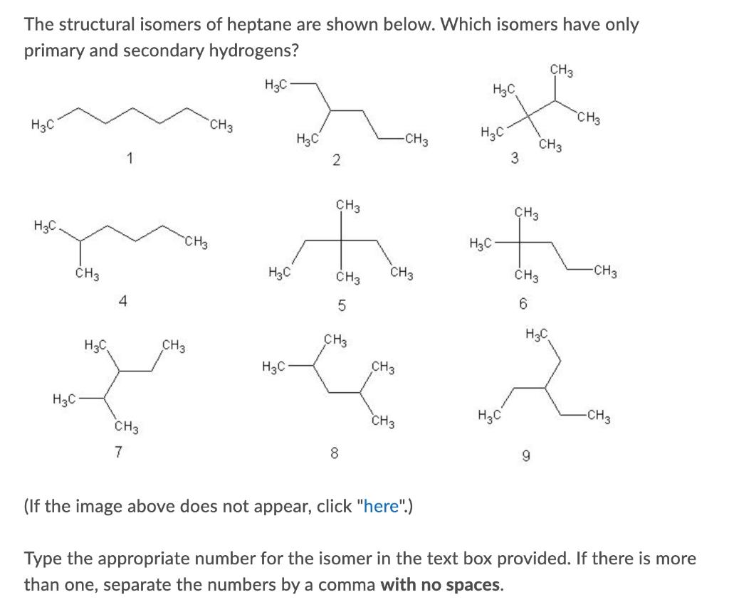 Solved The structural isomers of heptane are shown below. | Chegg.com