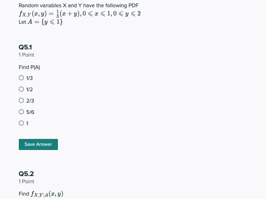 Solved Random variables X and Y have the following PDF | Chegg.com