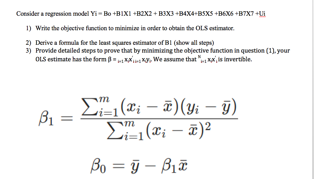 Consider a regression model Yi = Bo +B1X1 +B2X2 + | Chegg.com