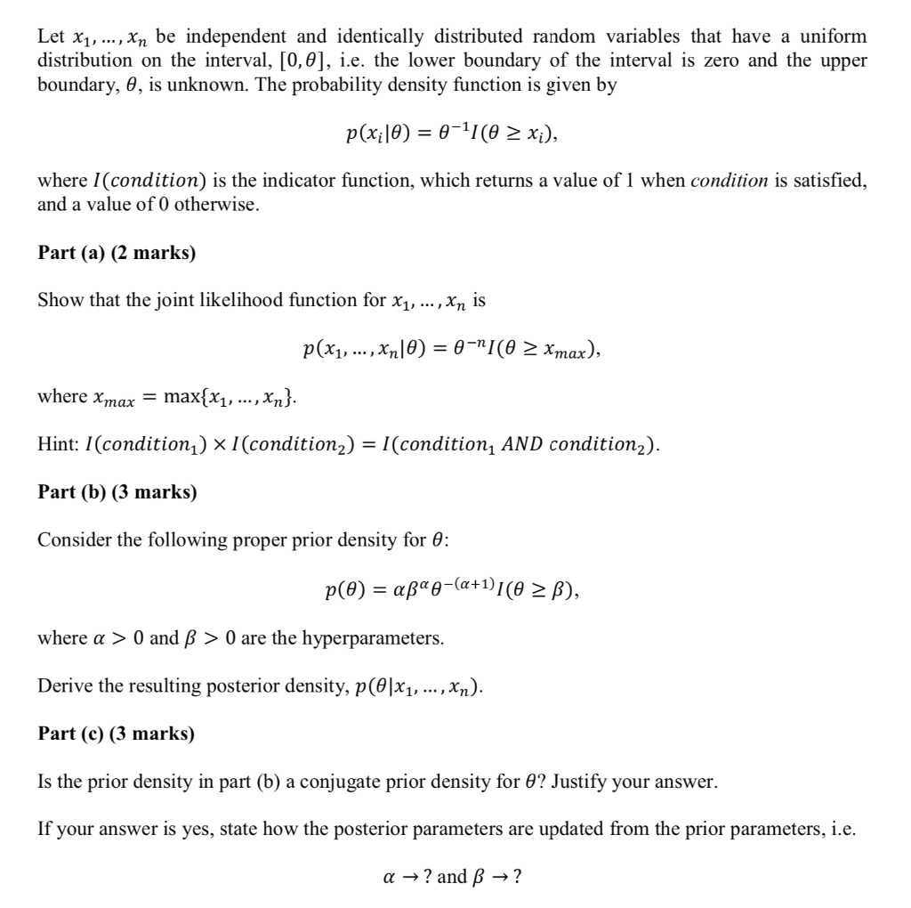 Solved Let X1 Xn Be Independent And Identically 