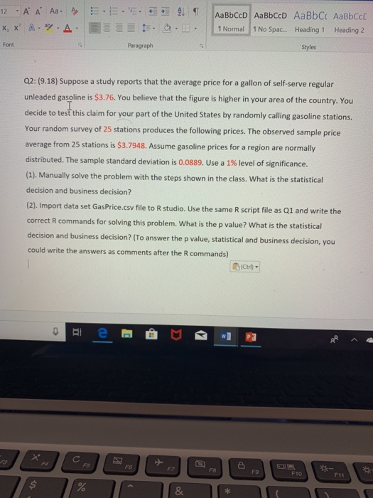 Solved Font Paragraph Styles 02: (9.18) Suppose a study | Chegg.com