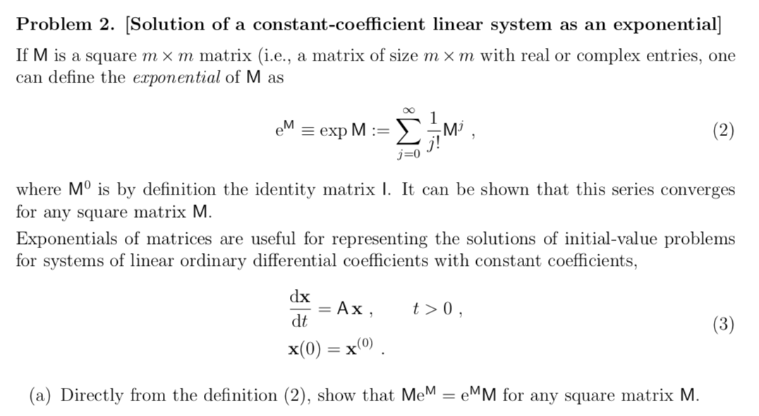 Solved Problem 2. (Solution of a constant-coefficient linear | Chegg.com