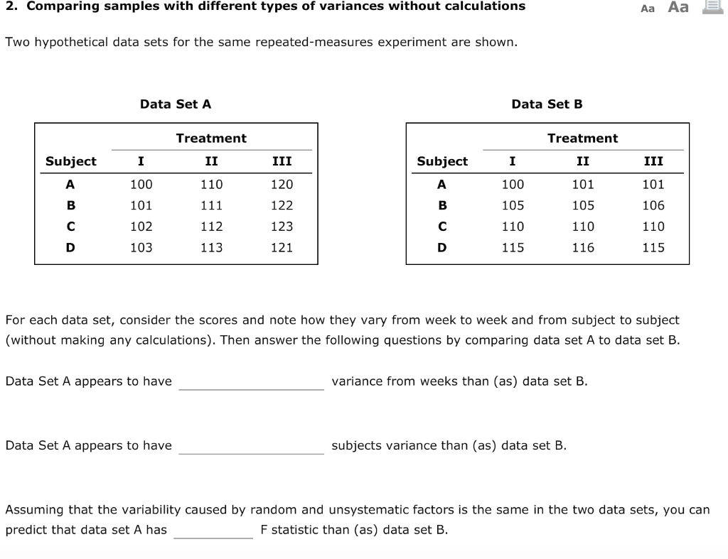Solved 2. Comparing samples with different types of | Chegg.com
