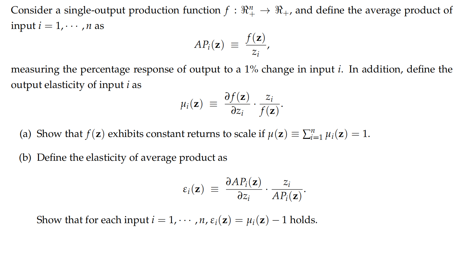 Solved Consider A Single Output Production Function 0239
