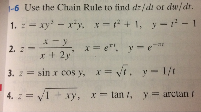Solved -6 Use the Chain Rule to find dz/dt or dw/dt. ㄨ ㄧㄧ = | Chegg.com