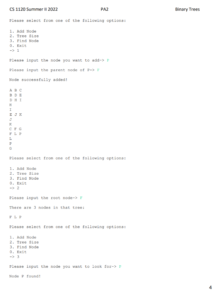 Solved Programming Assignment 2 Binary Trees Objectives - | Chegg.com