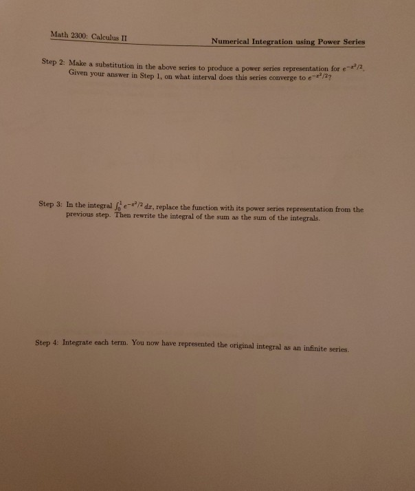 Solved Math 2300: Calculus II Numerical Integration using | Chegg.com