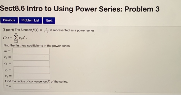 Solved Sect8.6 Intro to Using Power Series: Problem 2 | Chegg.com