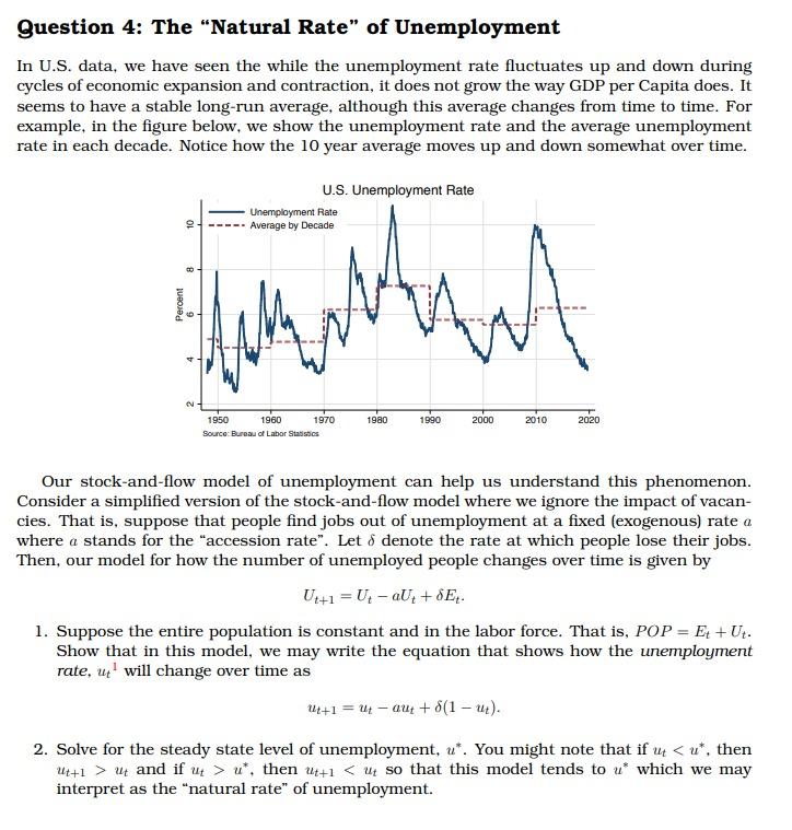 Solved Question 4: The “Natural Rate" of Unemployment In | Chegg.com