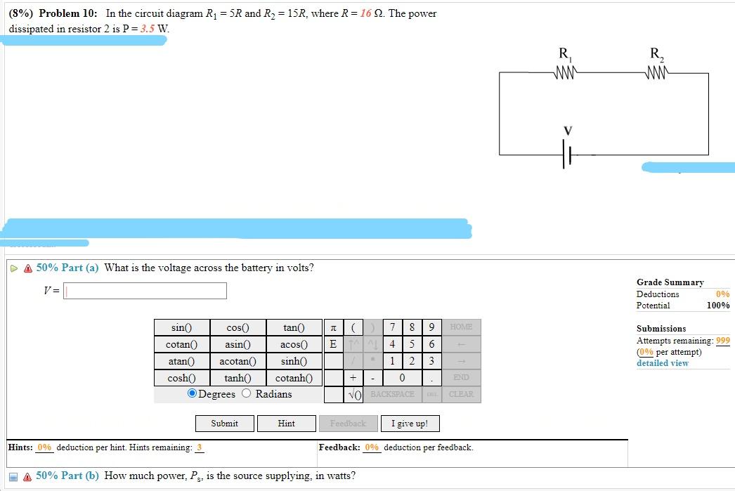 Solved (8\%) Problem 10: In the circuit diagram R1=5R and | Chegg.com