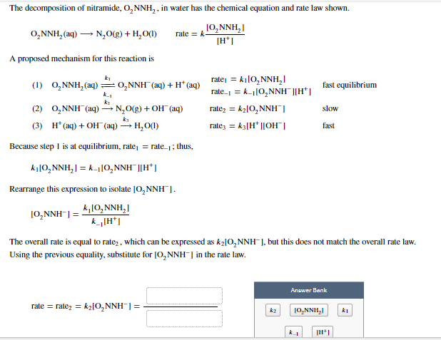 Solved The decomposition of nitramide, O2NNH2, in water has | Chegg.com