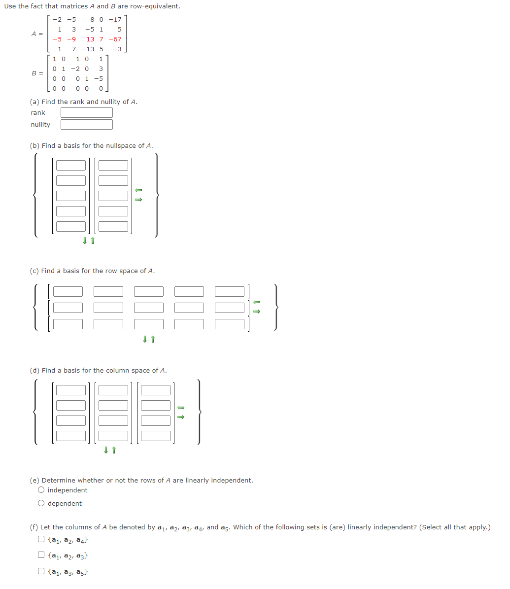 Solved Use the fact that matrices A and B are | Chegg.com