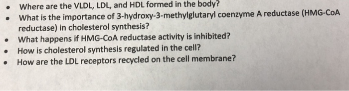 Solved Where are the VLDL, LDL, and HDL formed in the body? | Chegg.com