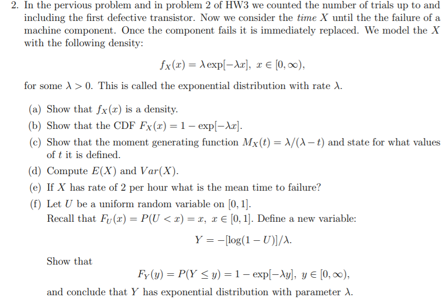 Solved 2. In the pervious problem and in problem 2 of HW3 we | Chegg.com