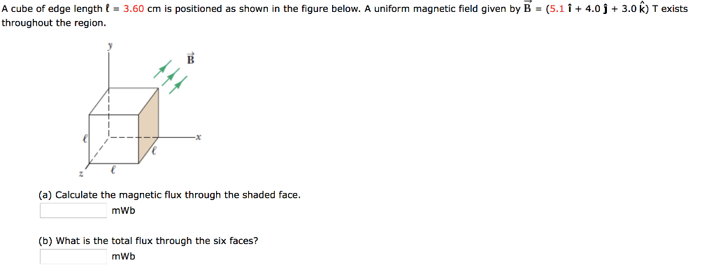 Solved A cube of edge length l = 3.60 cm is positioned as | Chegg.com