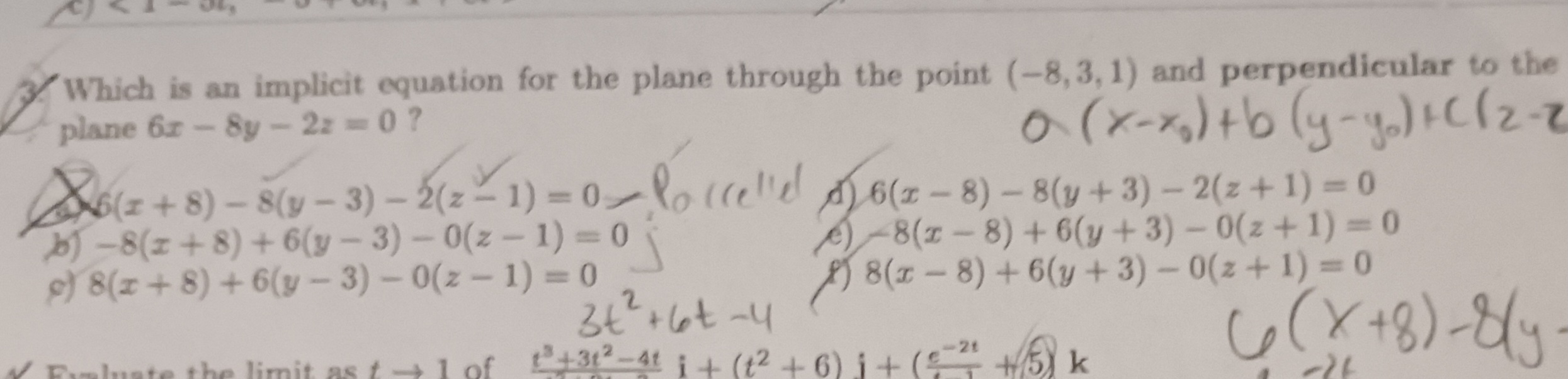 Solved 3. Which is an implicit equation for the plane | Chegg.com