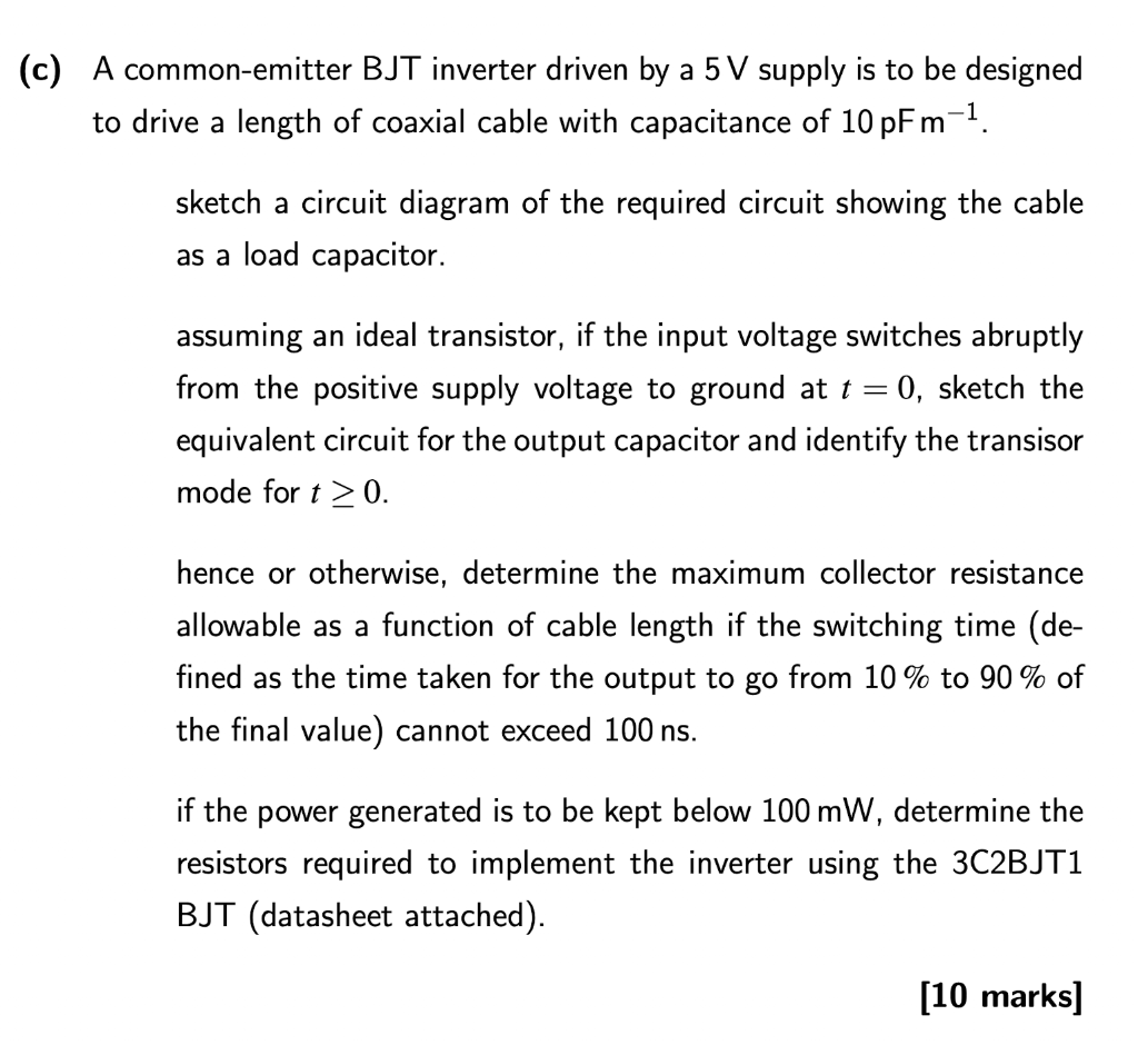 common-emitter BJT inverter driven by a 5 V supply is | Chegg.com