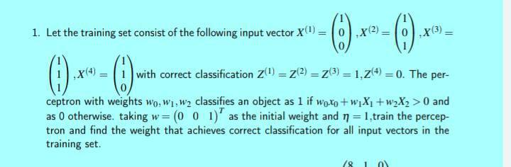 1. Let the training set consist of the following | Chegg.com