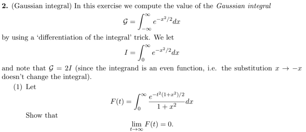 2. (Gaussian integral) In this exercise we compute | Chegg.com