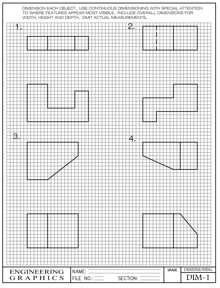 Solved Dimension each object. Use Continuous dimensioning | Chegg.com