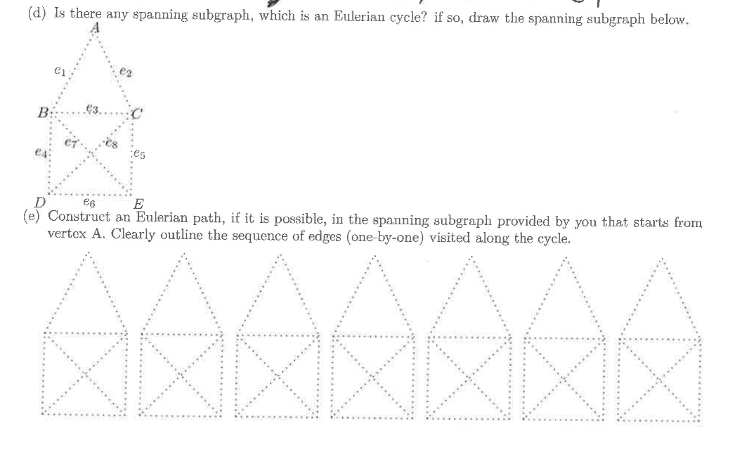 Solved E Construct An Eulerian Path If It Is Possible In 