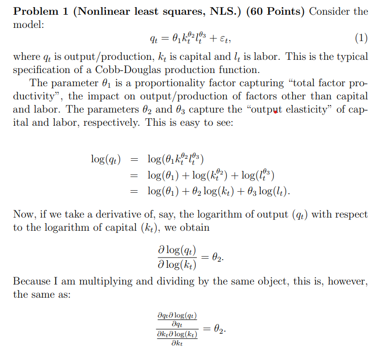 Problem 1 (Nonlinear least squares, NLS.) (60 Points) | Chegg.com